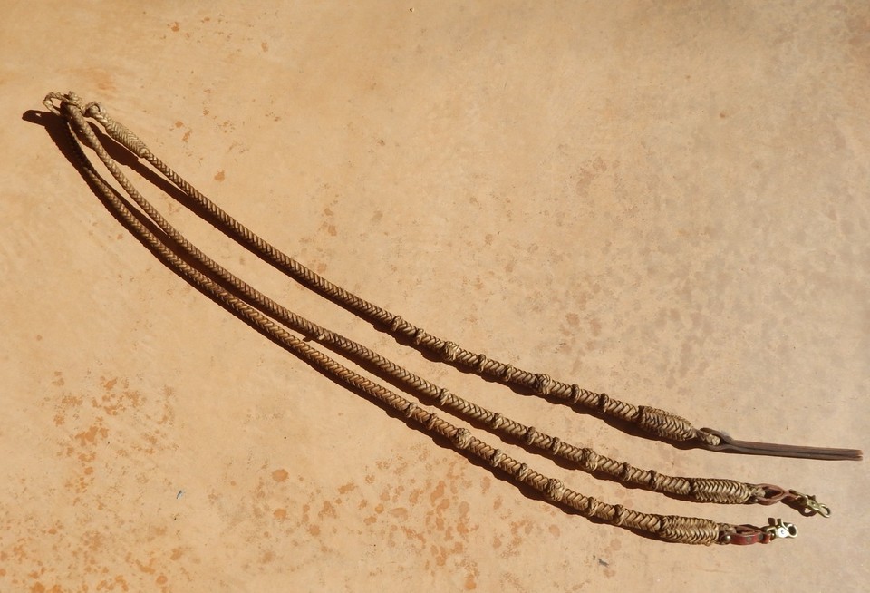Heavy Rawhide Braided Romal Reins w/ Detachable Leather Popper | eBay