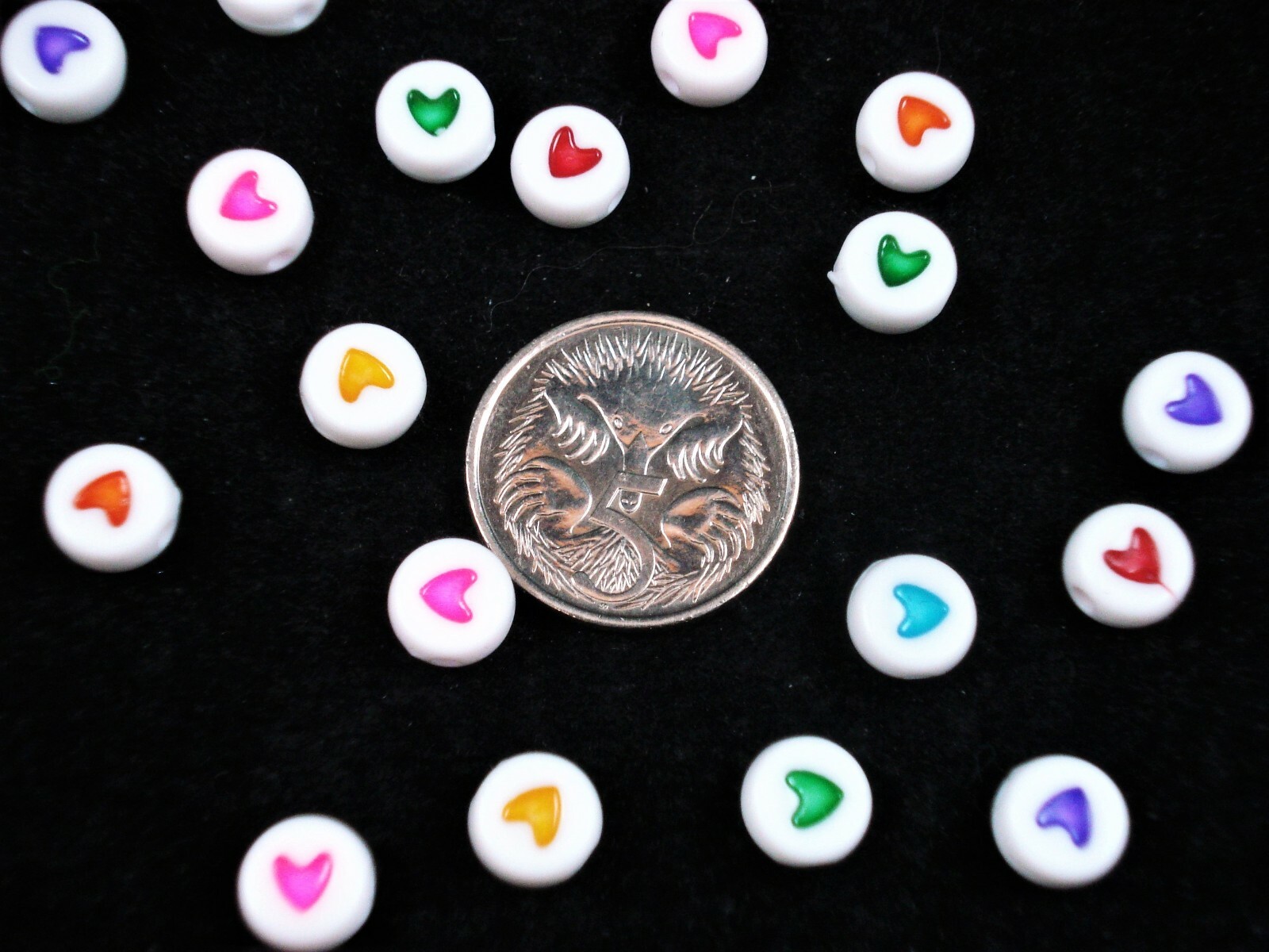 Round Heart Beads 250pc White/Mix Colours DIY Jewellery Bracelets ...