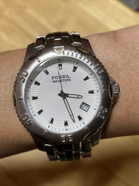 Fossil 10 ATM Men's 100 Stainless Steel Watch Am-3857 Water Resistant ...