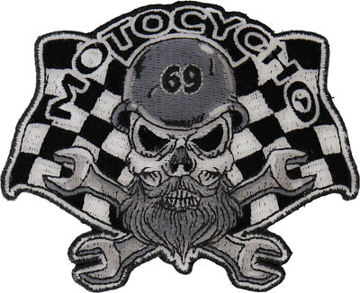 Motocycho Skull Small Embroidered Biker Patch - 4x3.3 inch - P6844 | eBay