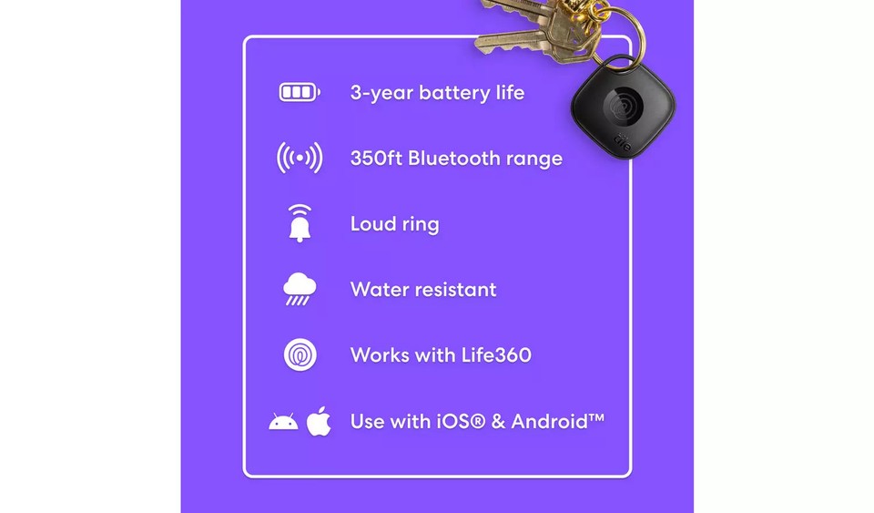 Tile by Life360 Mate 2pk- Bluetooth Tracker, Keys Finder & Item Locator ...