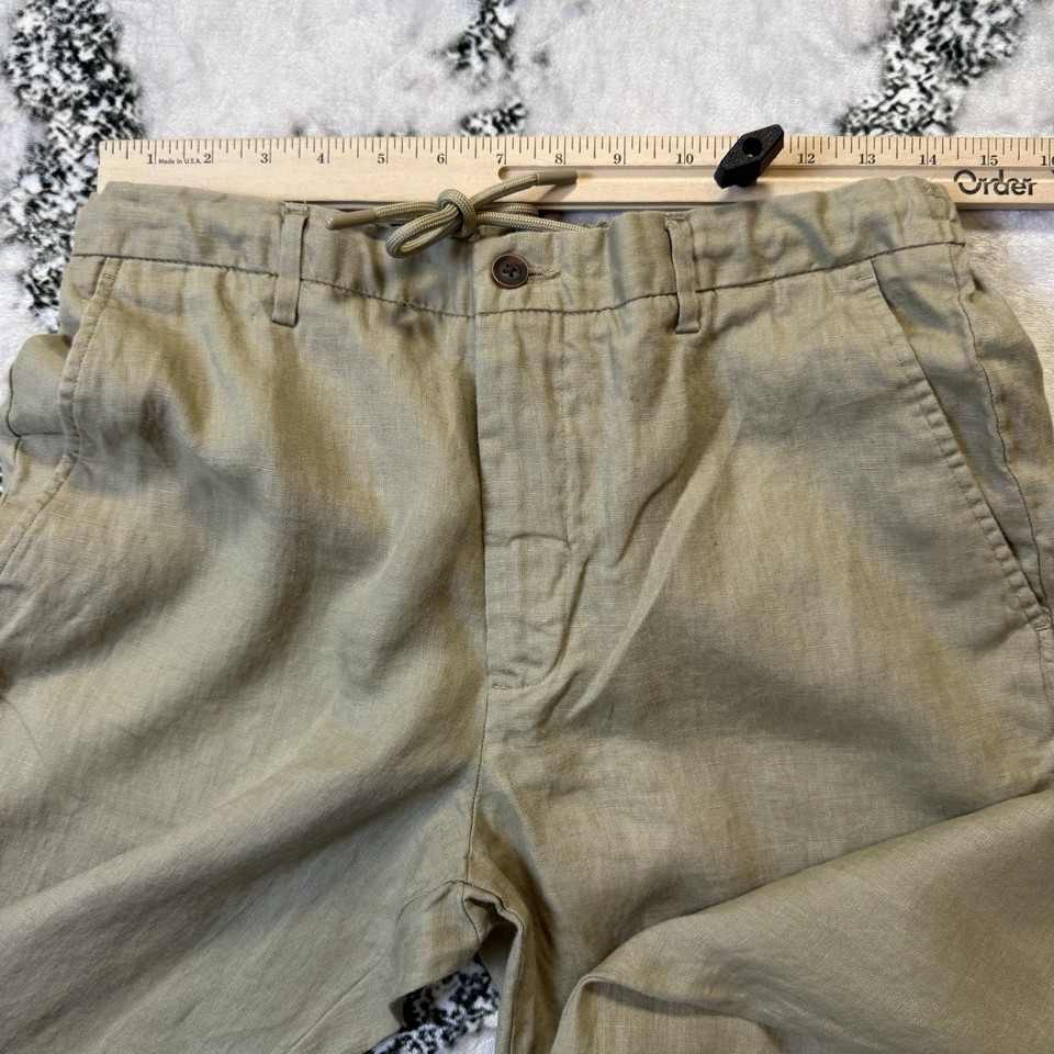 Zara Pants Women Size Medium Beige Straight Leg Drawstring Waist Linen ...