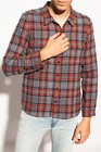 New Saint Laurent YSL Gray Red Check Print Western Crop Flannel Shirt ...