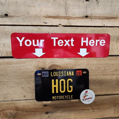 LOUISIANA, replica novelty LICENS PLATE, motorcycle, ANY CUSTOM TEXT, 4 ...