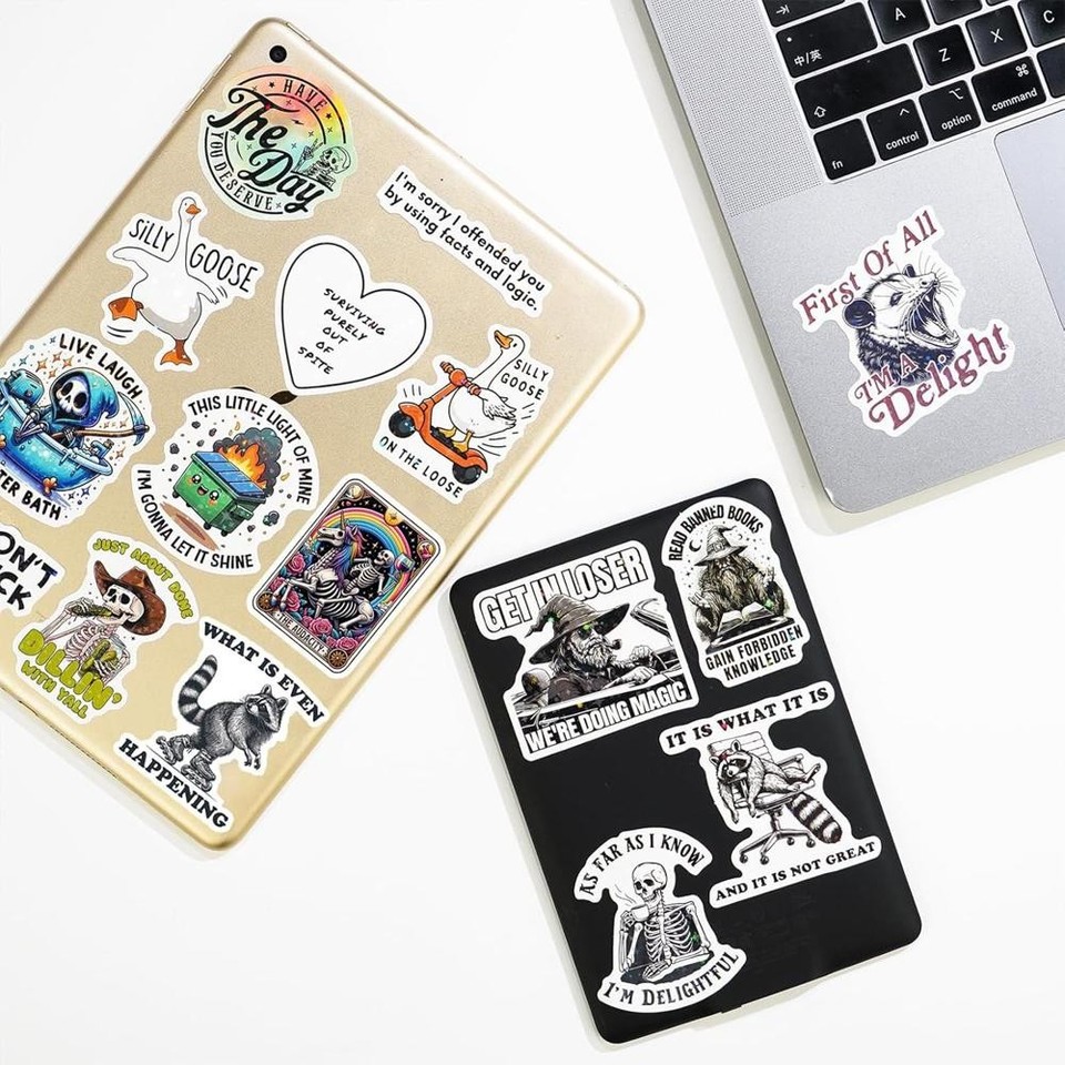 200 PCS Funny Stickers, Holographic Vinyl Stickers Pack for Adults ...