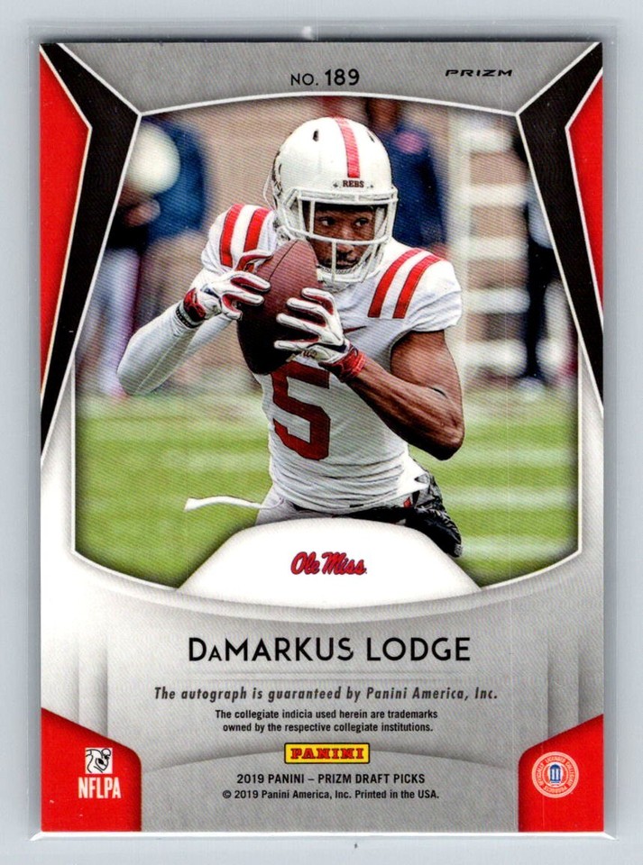 2019 Panini Prizm Draft Picks #189 DaMarkus Lodge Silver Autograph | eBay