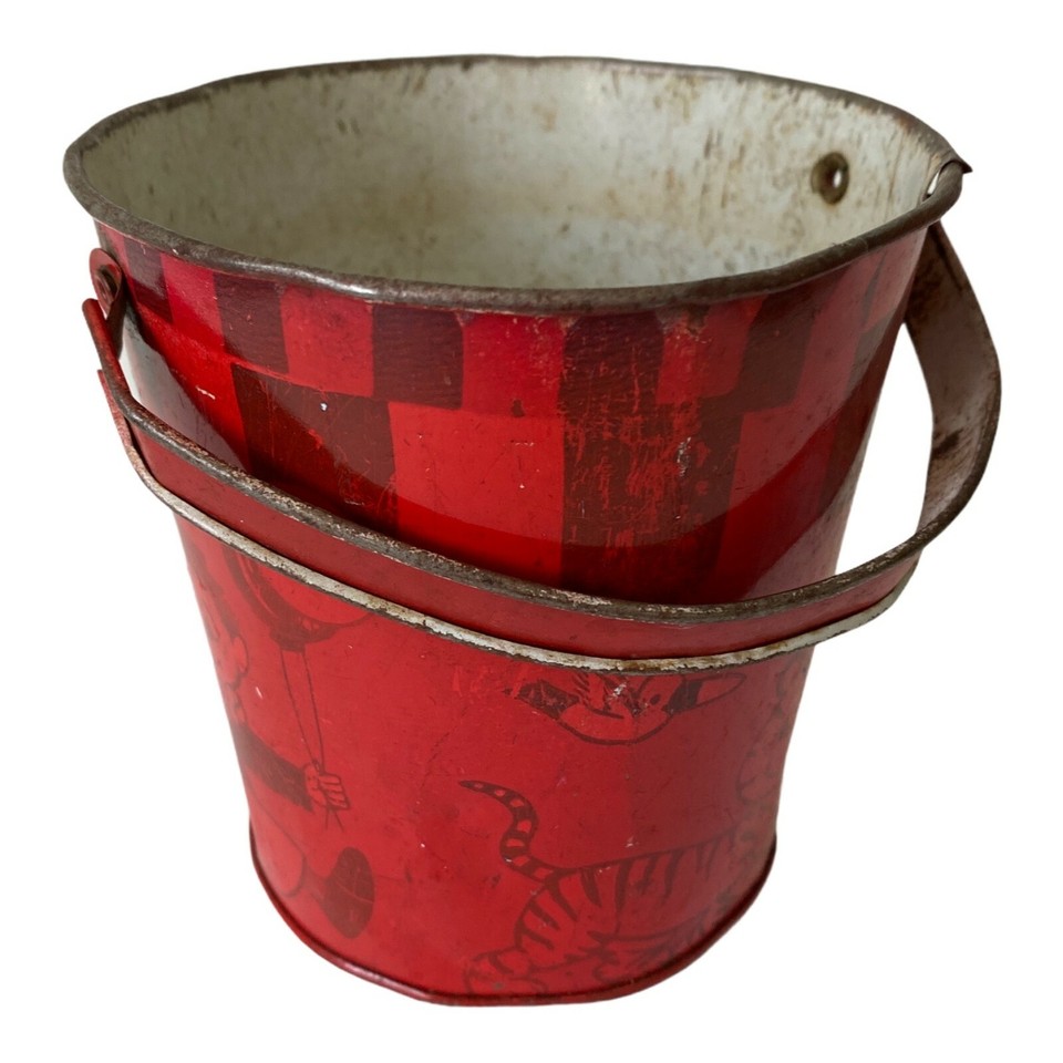 Vintage Toy Sand Pail Circus Animals Red J Chein & Co USA | eBay