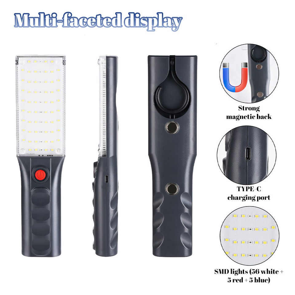 LED Flashlight Rechargeable Work Light with Magnetic Base & Hanging ...