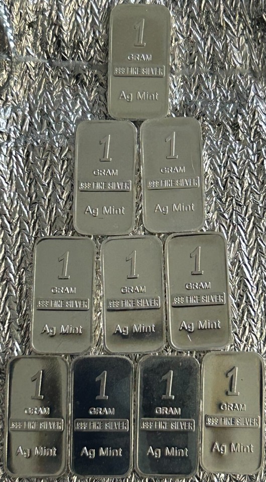 (10) 1 Gram Silver Bars .999 Fine -Lot Of 10 -TRUMP 2024 -GREAT ...