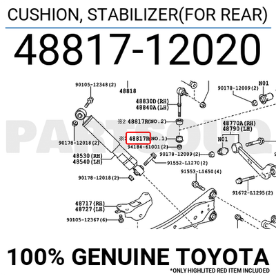 4881712020 Genuine Toyota CUSHION, STABILIZER(FOR REAR) 48817-12020 | eBay