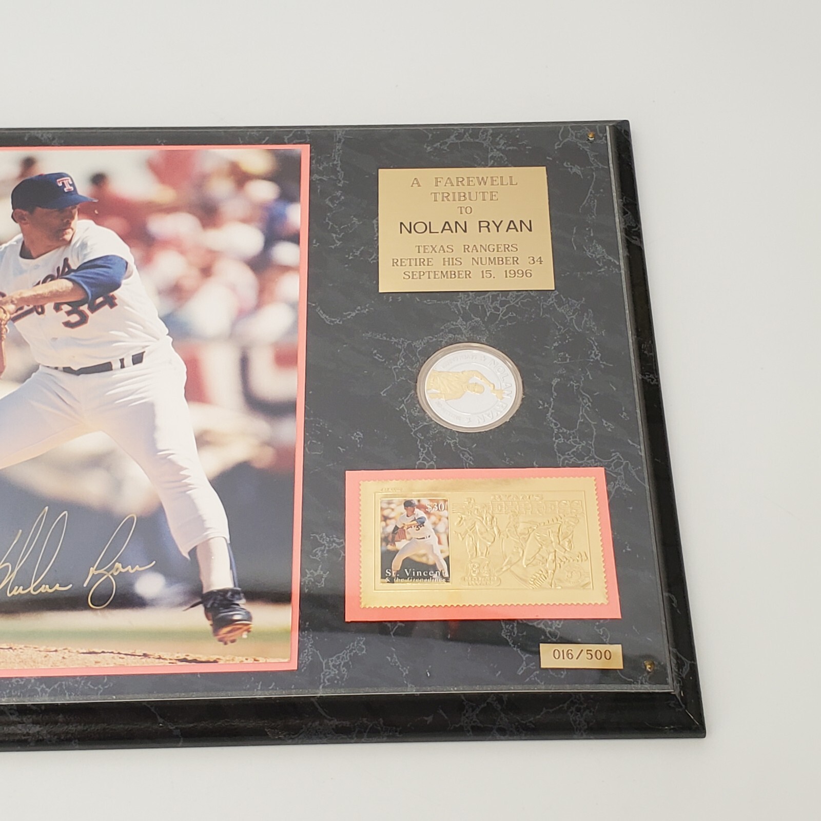 Nolan Ryan Farewell Tribute Texas Rangers Plaque 016/500 | eBay