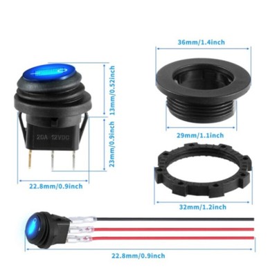 Switch Waterproof Blue Luminous Round Waterproof Switch Hot Melt ...