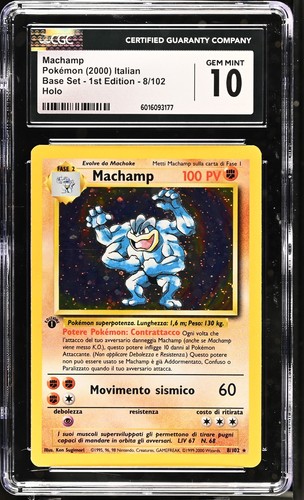 CGC 10 GEM MINT Machamp Italian Base Set 1st Edition ITA 8/102 Holo ...