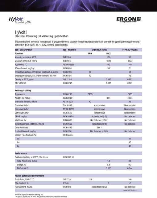 500ml Transformer Mineral Insulating Dielectric Oil High Voltage Ergon ...
