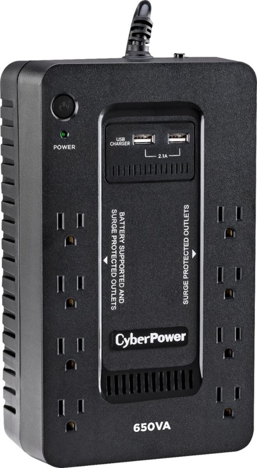 CyberPower 650VA Battery Back-Up System UPS 8 Outlet Surge Protector ...
