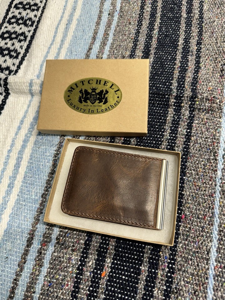 Beautiful Horween Leather Mitchell Minimalist Money Clip Wallet | eBay