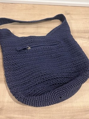 The Sak Crochet 120 Hobo Purse Boho Shoulder Bag Navy Blue 12.5x9.5x2 ...