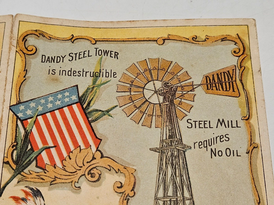 RARE Antique Challenge Wind Mill Co fold out advertising Dandy INDIAN ...