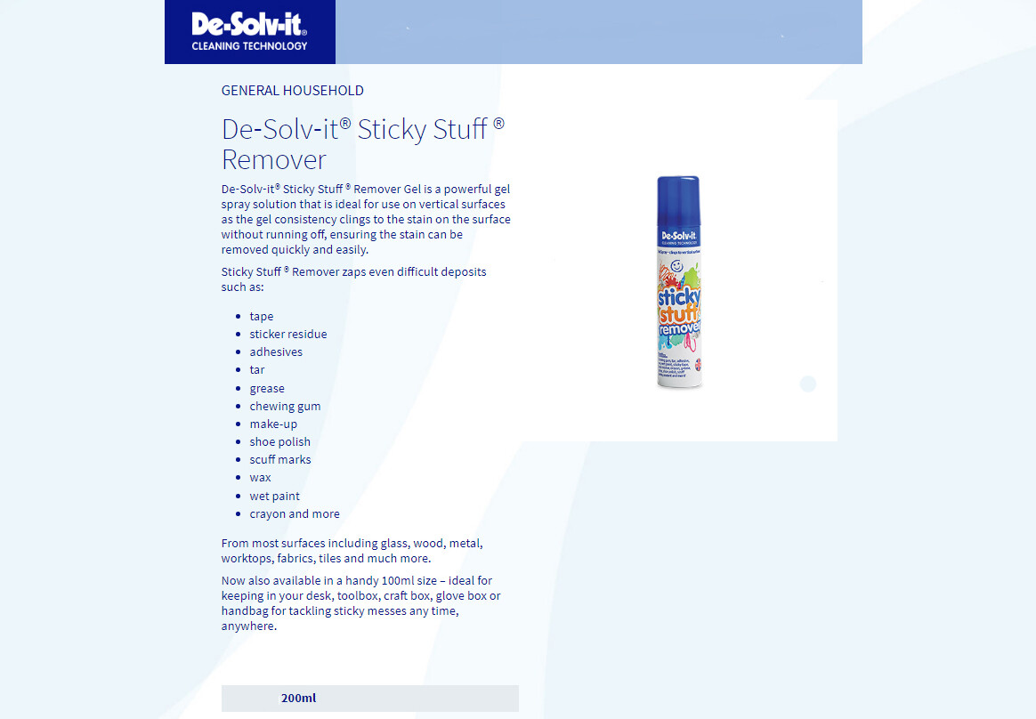 Sticky Stuff Remover Spray Gel De-Solv-It 200ml Sticker Remover Gel x ...