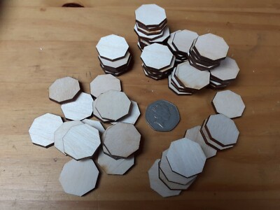 60x 25mm/2.5cm Wooden OCTAGON Craft Shapes Wood DIY Decoration Plaque ...