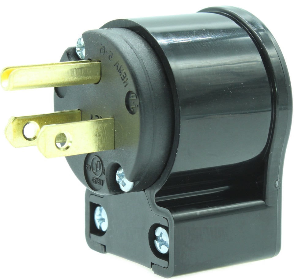 Male 90 Right Angled Extension Cord Replacement Ends 15A 110V Power ...