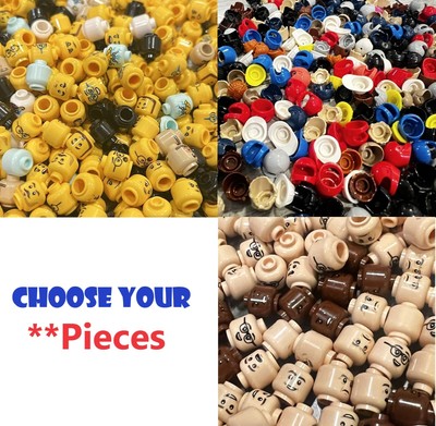 LEGO Bulk Lot Of Minifigure Parts! Heads, Hats, Helmets, Wigs, Hair ...
