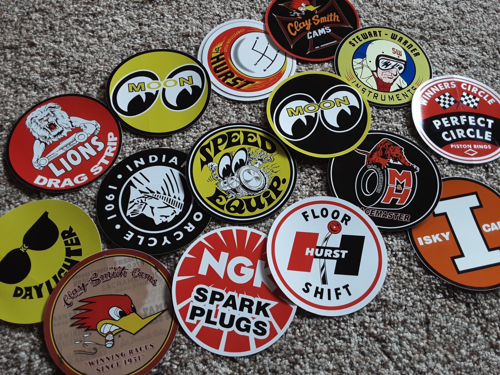 15 Classic Racing Decals Stickers NHRA Nascar Gasser Moon Eyes Hurst ...