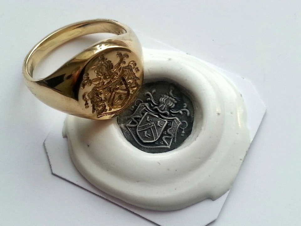 Solid Gold or Silver Cushion Style Signet Ring Hallmarked & Custom ...