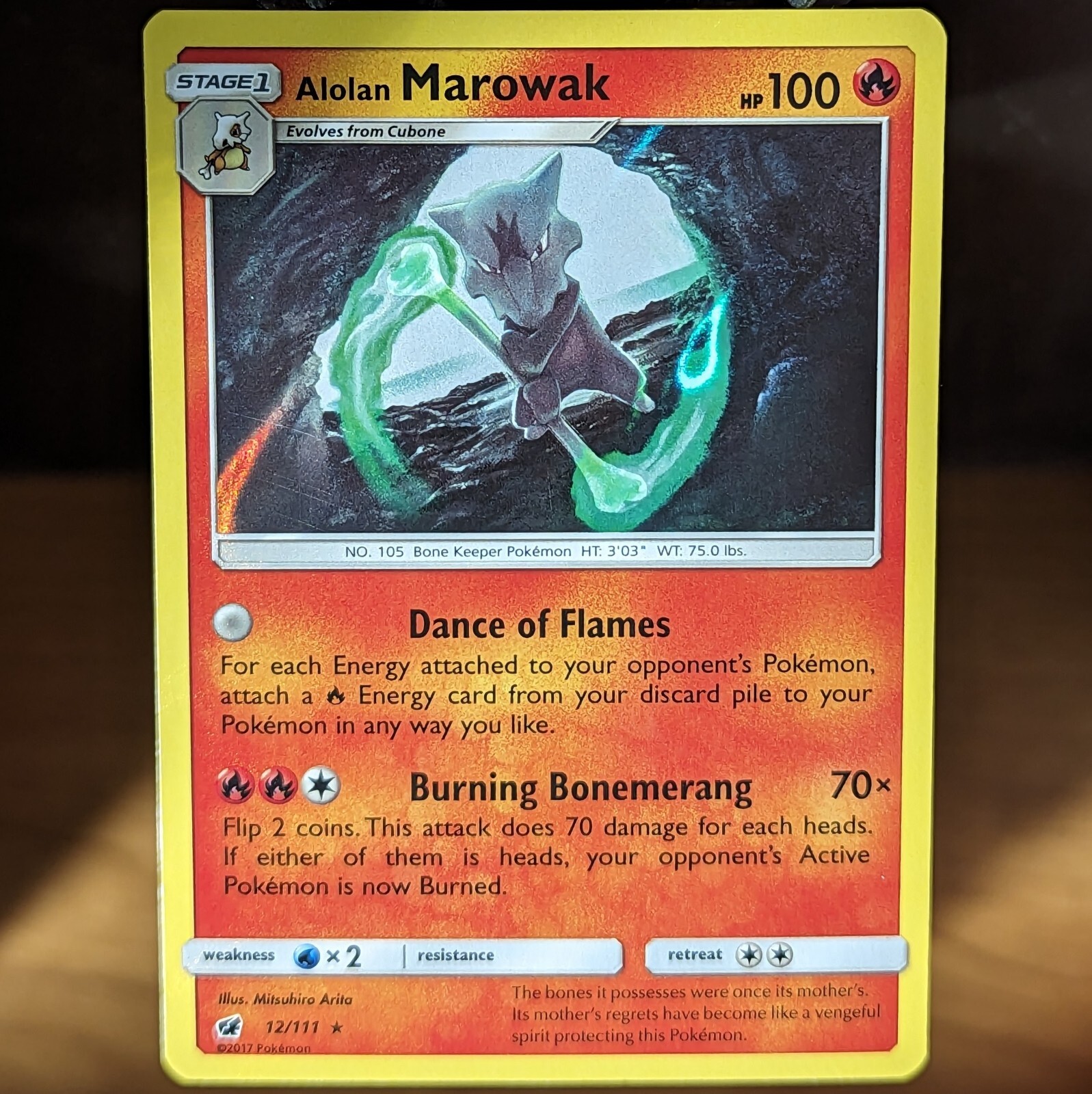 Alolan Marowak 12/111 LP/NM Holo Rare Crimson Invasion Pokemon Card ...