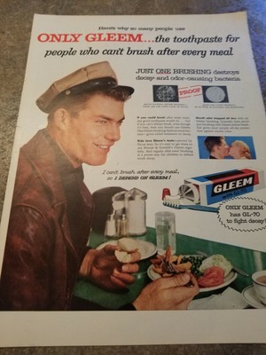 1956 Vintage Ad Print Gleem Toothpaste. Has GL 70 | eBay