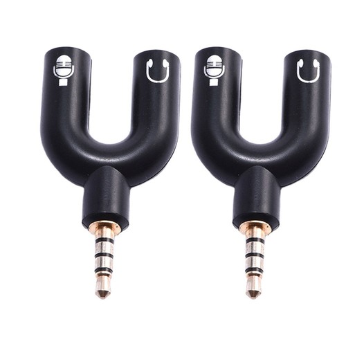 2 PCS Headphone Converter Stereo Headset Adapter Microphone Audio | eBay