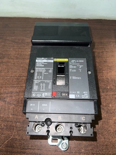 SQUARE D HGA36020 POWERPACT 3 POLE 20 AMP BREAKER EXCELLENT CONDITION ...