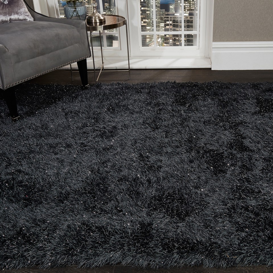 Shaggy Rug SHIMMER SPARKLE GLITTER 5.5cm Thick Soft Pile Large Living ...