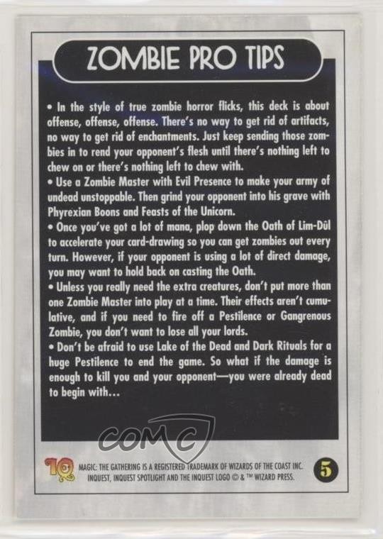 1996 Magic: The Gathering - InQuest Magazine Theme Deck Card List ...