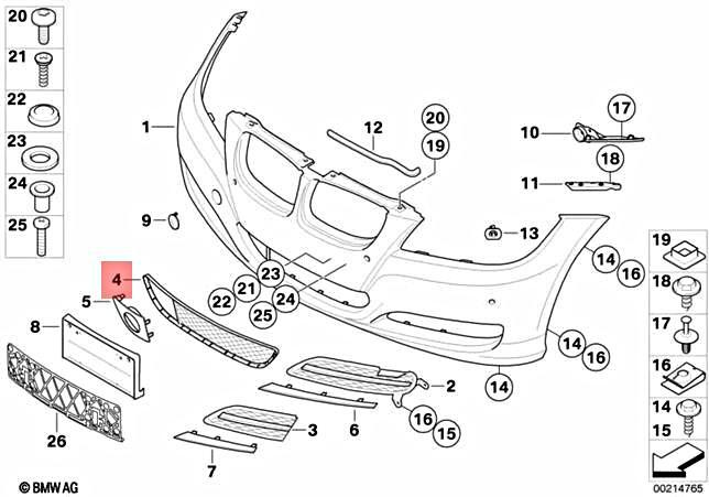 Genuine BMW E90 E91 Center Partially Closed Grid Grille OEM 51117198905 ...