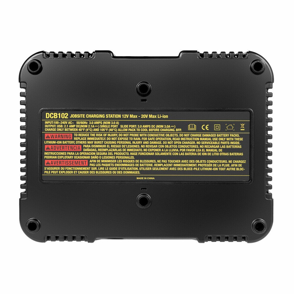 For Dewalt DCB102 Max Lithium Dual 2 Port Battery Charger DCB205 DCB206 ...