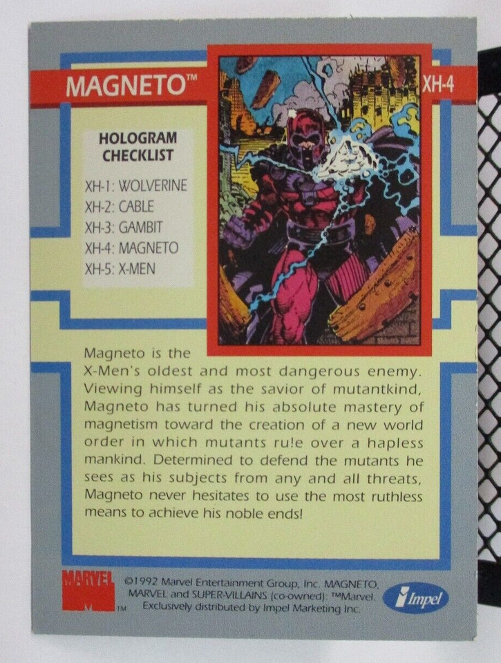 1992 Impel Marvel X-Men Magneto Hologram Insert Card XH-4 w/top loader ...