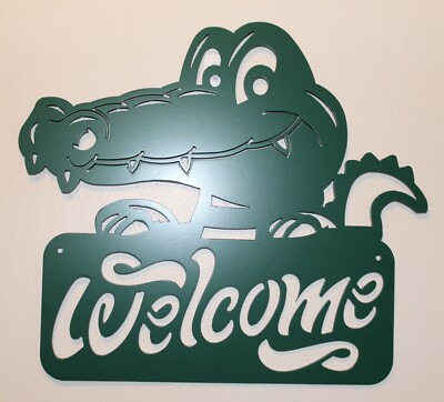 ALLIGATOR Welcome Sign Gator Door or Wall Hanging Plaque Plasma Cut ...