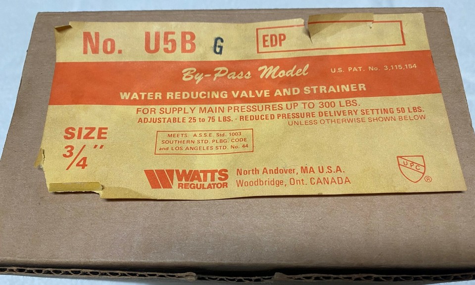 Watts Regulator Co.- 1 " U5B Water Reducing Valve w/ Strainer - See ...