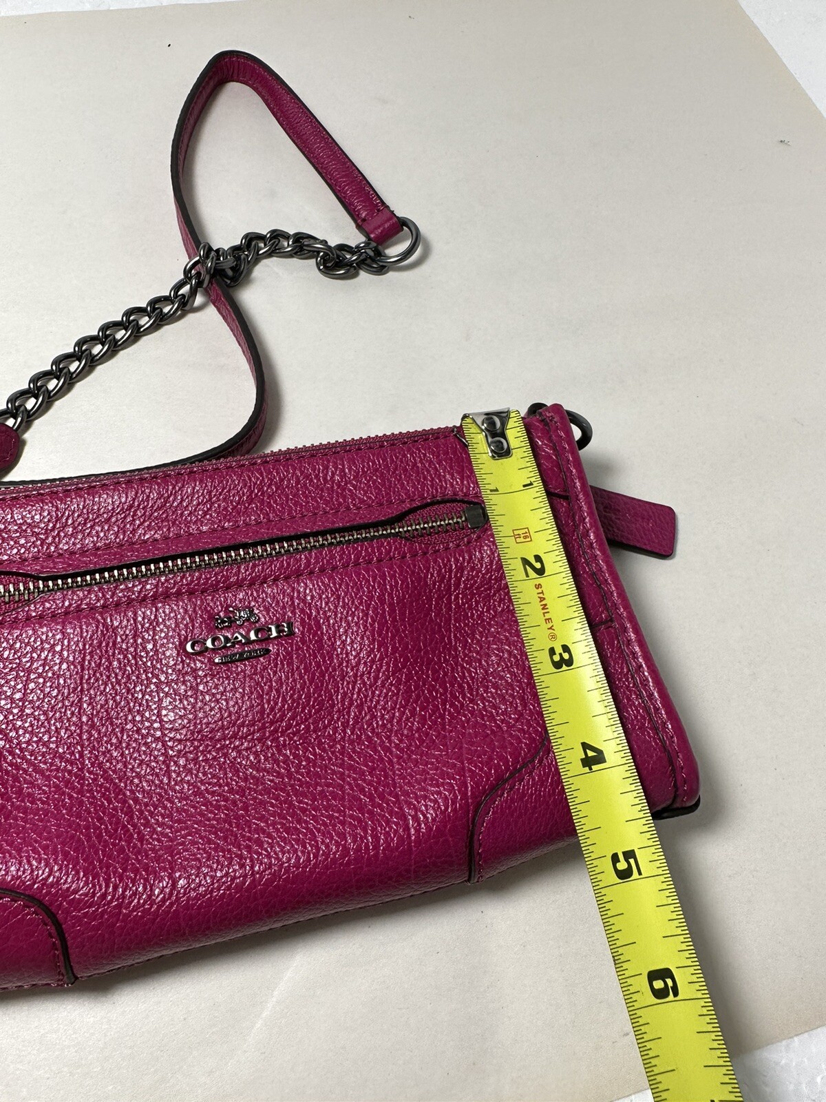 Coach Leather Crossbody Fushia Bag - Gem