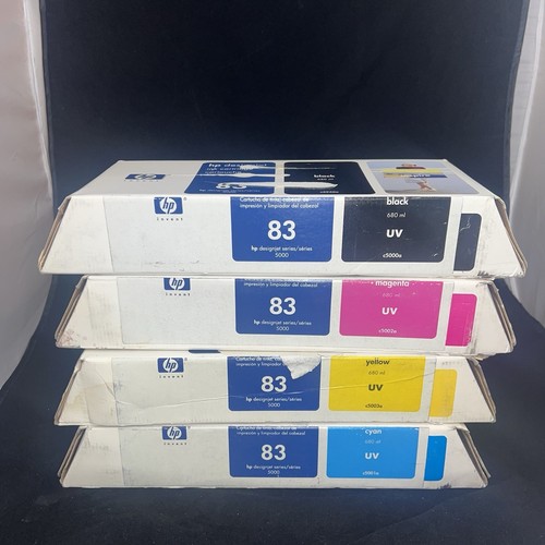 HP DESIGNJET 83 BLACK CYAN YELLOW MAGENTA UV INK CARTRIDGE C4940A ...