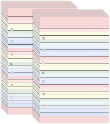 Colored Loose Leaf Paper 5.5" x 8.5" 7-Hole Lined Filler Paper College ...