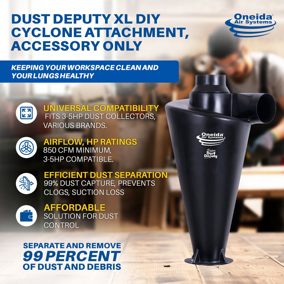 Oneida Air Systems Super Dust Deputy XL DIY Cyclone Attachment ...
