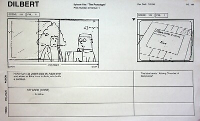 Dilbert (TV series) 1998 "The Prototype" Production COPY Storyboard ...