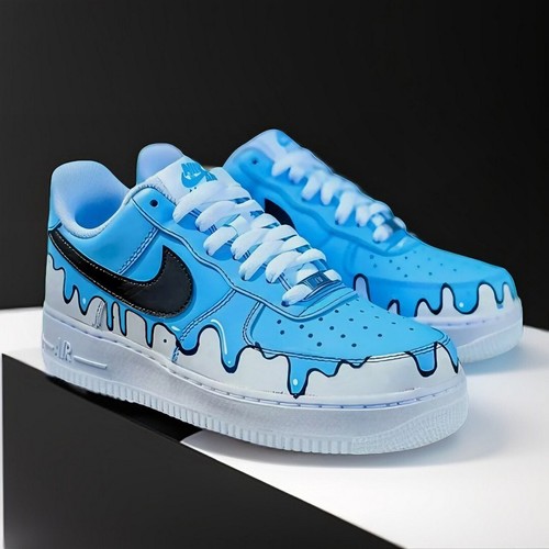 Custom Nike Air Force 1 Shoes light Blue Drip | eBay