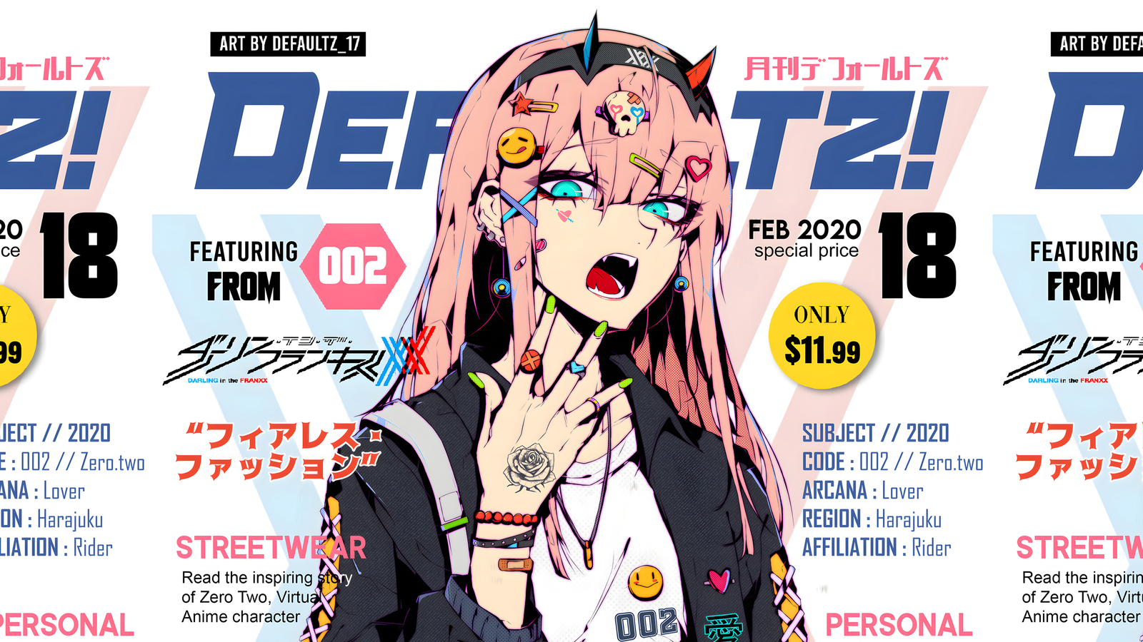 Anime zero two girls typography bandaid darling franxx Playmat Gaming ...