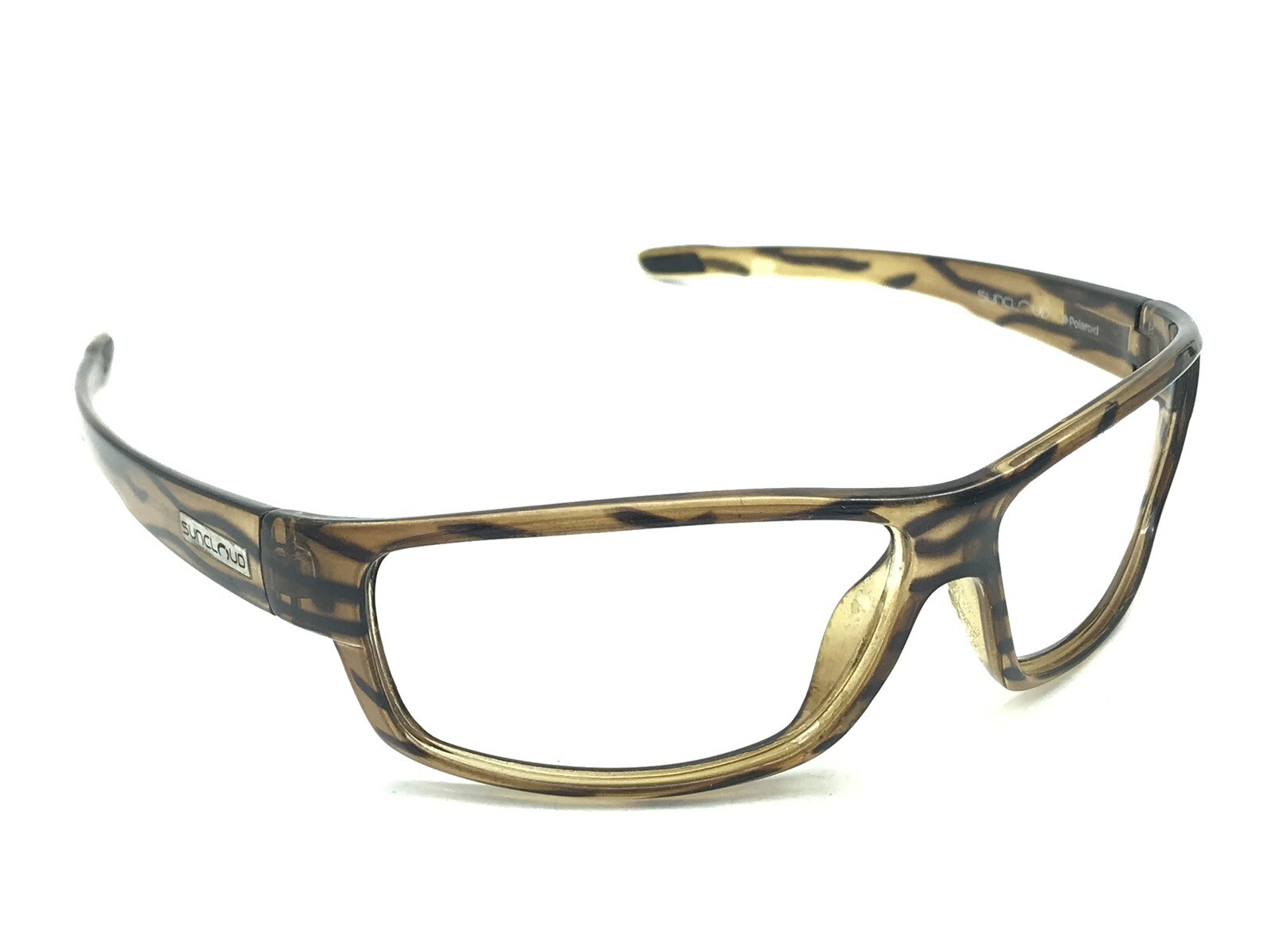 SUNCLOUD VOUCHER Clear Brown Striped Rectangular Wrap Sunglasses Frames ...