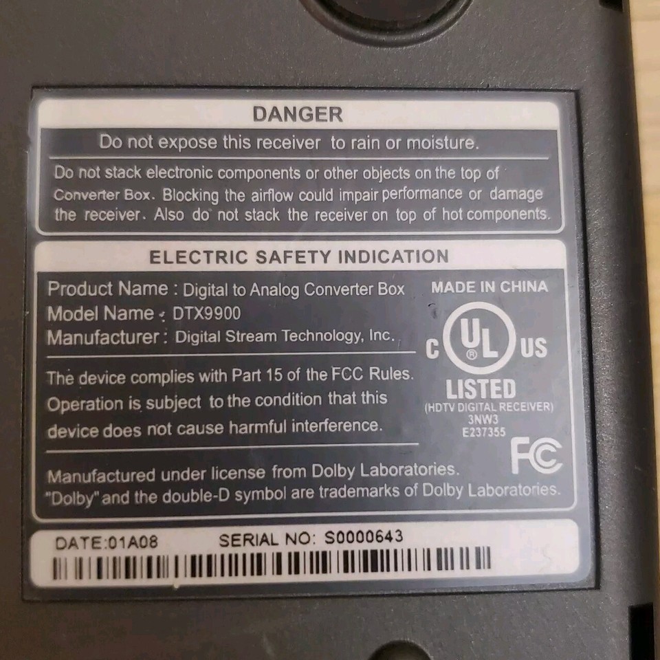Digital Stream Dolby DTV Digital Converter Box DTX9900 No Remote | eBay