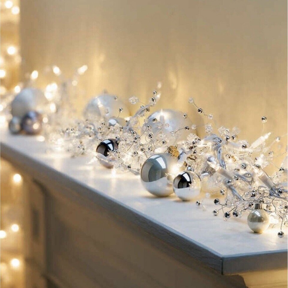 GENERAL ELECTRIC 9' GLITTER GEM GARLAND WARM WHITE LIGHTS *DISTRESSED ...