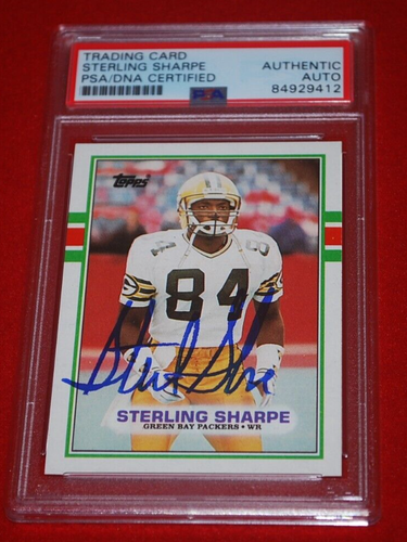 STERLING SHARPE PACKERS Signed 1989 TOPPS Rookie Card RC #379 PSA Slab ...